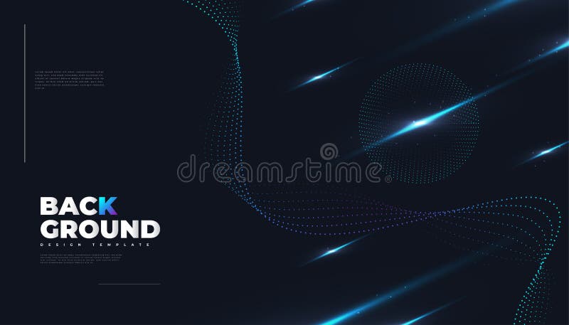 Abstract Futuristic Technology Background with Dotted Wave and Rays ...