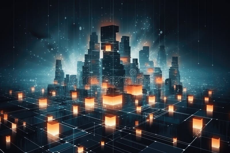 Abstract Futuristic Technology Big Data Transfer or Connecting ...