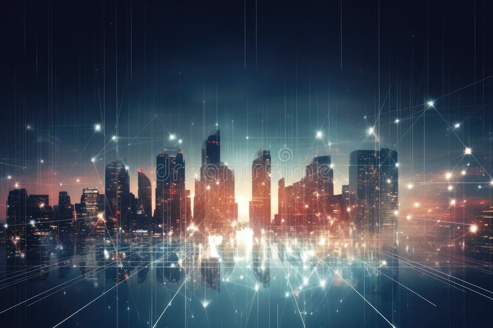 Abstract Futuristic Technology Big Data Transfer or Connecting ...