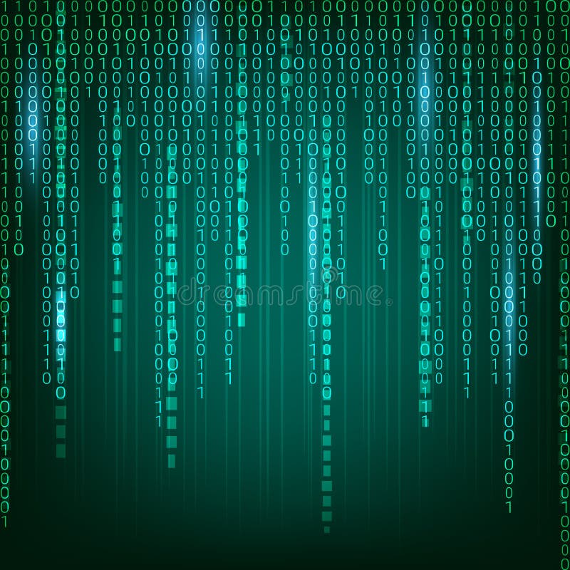 Abstract Futuristic Technology With Binary Code Matrix Background With Digits Stock Vector