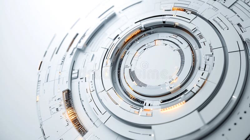 Abstract Futuristic Technology Circular Design White Orange Circuit ...