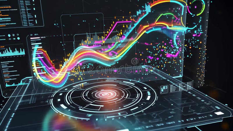 Abstract Futuristic Technology Data Visualization: Dynamic 3D Graph Interface Stock Footage ...