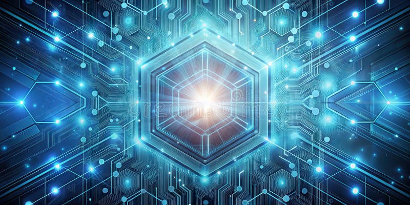 Abstract Futuristic Technology Glowing Hexagon Circuitry Background ...