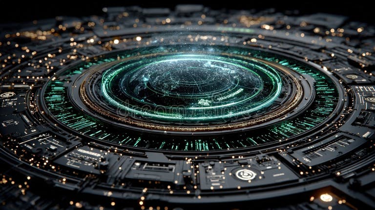 Abstract Futuristic Technology Interface Background Stock Illustration ...