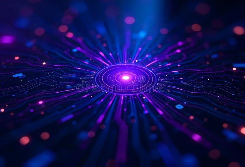 Abstract Futuristic Technology Network Data Flow Stock Image - Image of ...