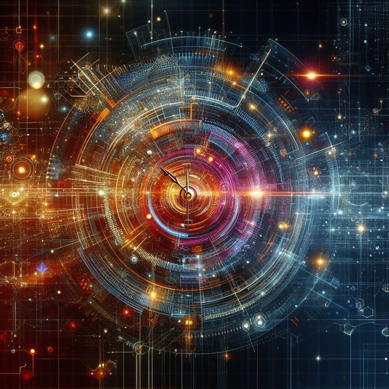 Abstract Futuristic Time Technology Background Stock Illustration ...