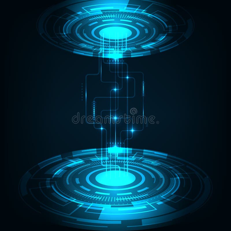 Abstract Futuristic Technology Network Geometric Blue Lines Digital ...