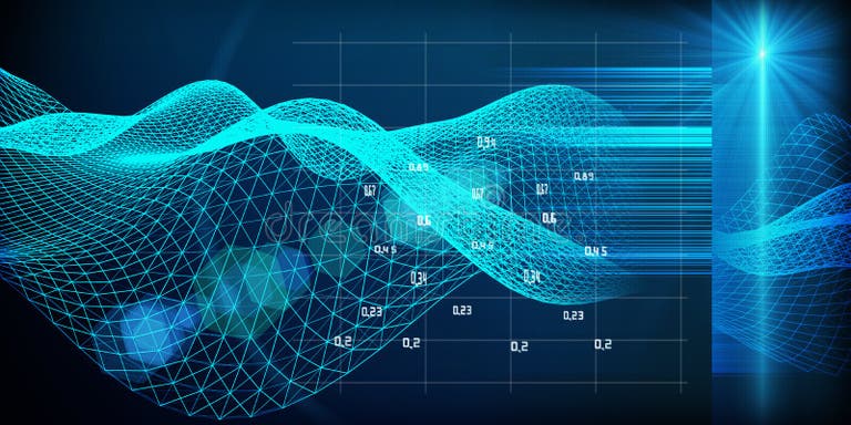 Abstract Futuristic Visualization Of Wavy Grid Artificial Intelligence Big Data Quantum