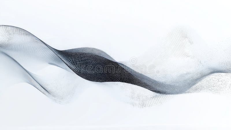 Abstract Futuristic Wave Design. Dynamic Particle Network Forms Flowing ...