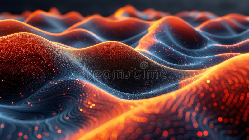 Abstract Futuristic Waveform with Glowing Elements and Unique Texture ...