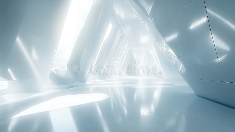 Abstract Futuristic White Architectural Interior with Light Reflections ...
