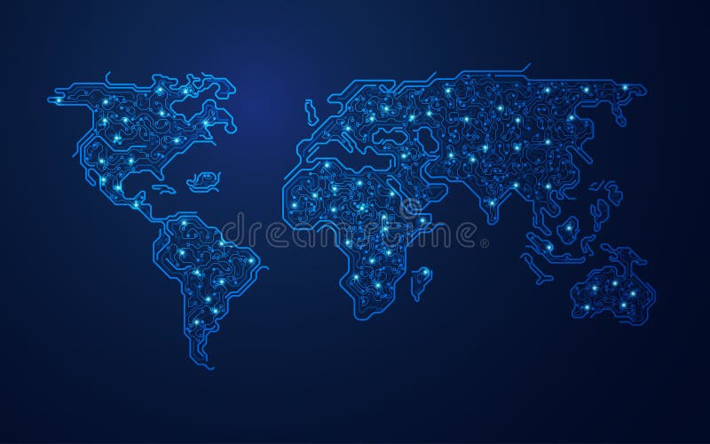 Abstract Technological World Map Stock Vector - Illustration of ...