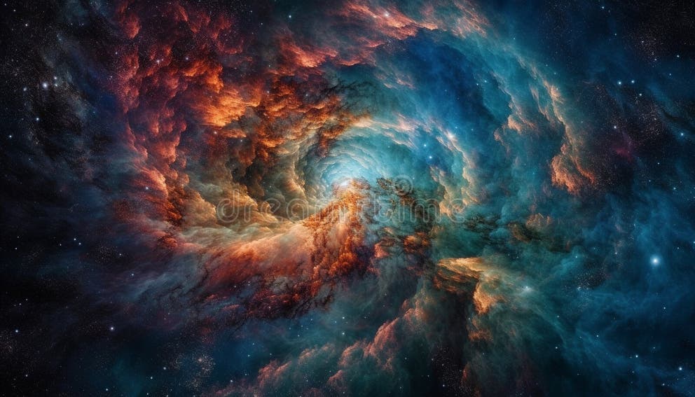 Abstract Galaxy Exploding in Multi Colored Star Field, Glowing with ...