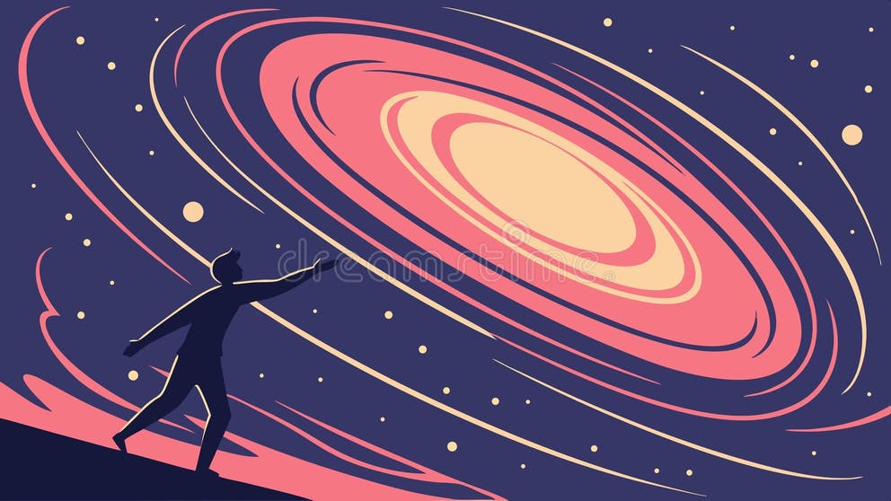 Abstract Galaxy and Figure Silhouette, Cosmic and Human Vector Design ...