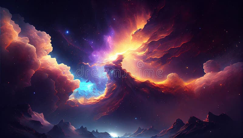 Abstract Galaxy Glowing in Multi Colored Stratosphere Generated by AI ...