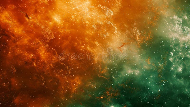 Abstract Galaxy Nebula Background Texture: Orange and Green Cosmic ...