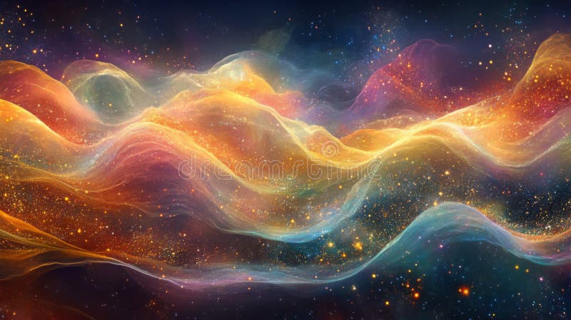 Abstract Galaxy Nebula with Vibrant Starfield and Cosmic Dust Clouds ...