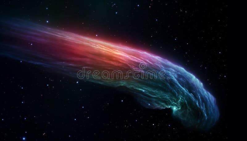 Abstract Galaxy Wave Illuminated by Bright Exploding Star in Deep Space ...