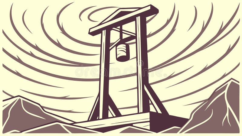Abstract Gallows with Swirling Sky in a Landscape, Vector Design ...