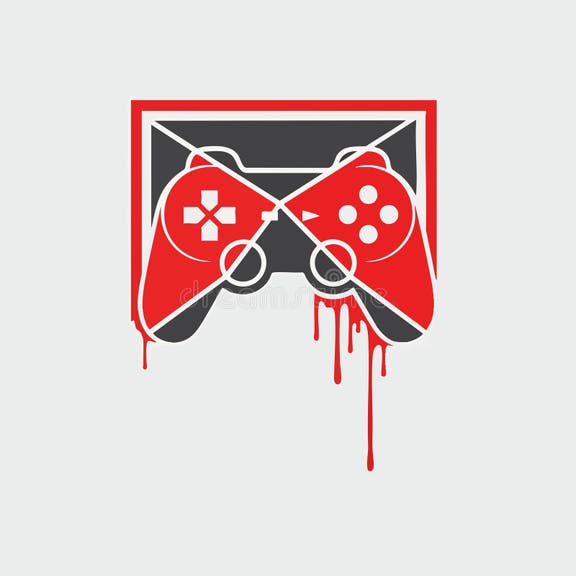 Abstract Gaming Controller with Red Dripping Paint and Graphic Frame ...