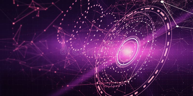 Abstract Gaming Interface on Purple Sky Background. Hud and Virtual ...