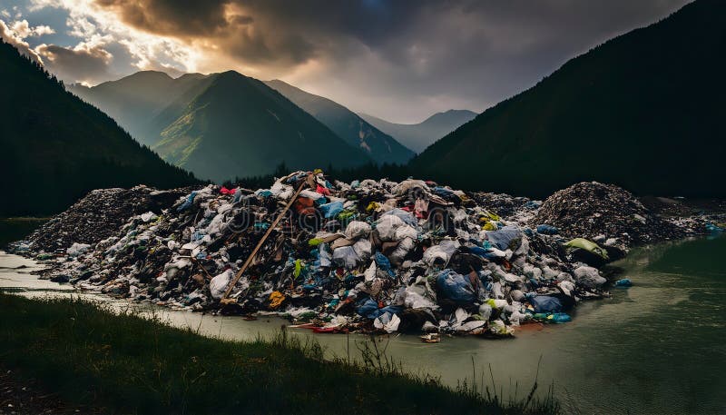 Garbage Piles Piled Up on Digital Art Concept, Generative AI Stock ...