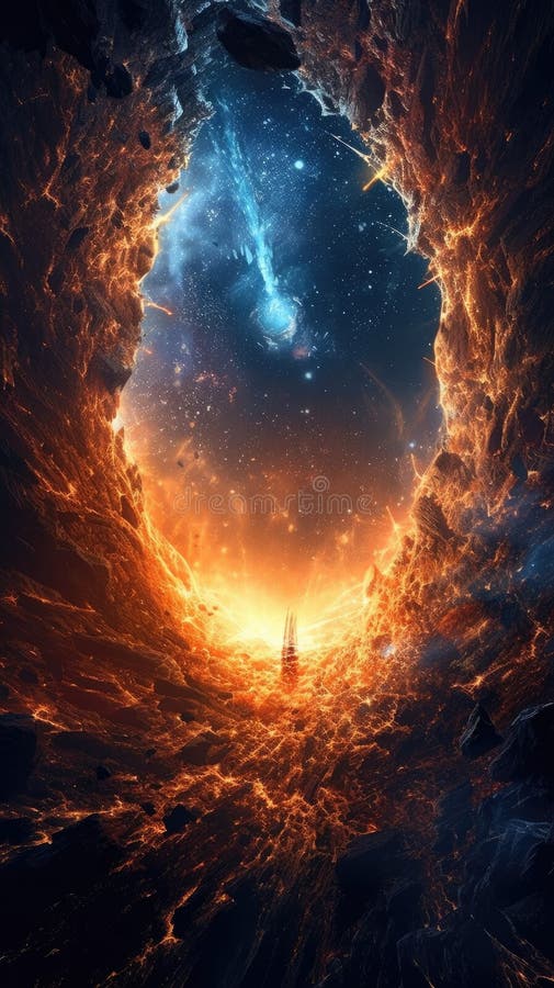 Abstract Gate into Another Dimension. Glowing Portal into Space. Nebula ...