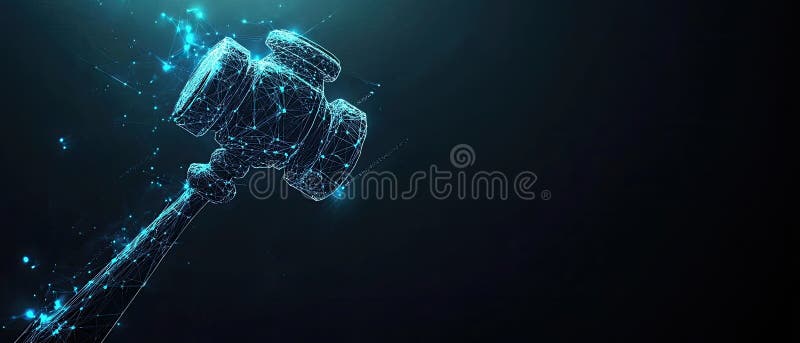 Abstract Gavel Made of Glowing Lines Stock Illustration - Illustration ...