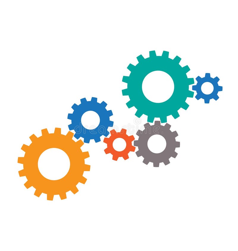 Abstract 6 Gear Array Cluster Assembly Stock Vector - Illustration of ...