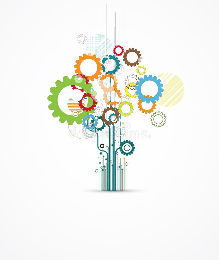Abstract Growth Tree Concept with Gear Wheel Stock Vector ...