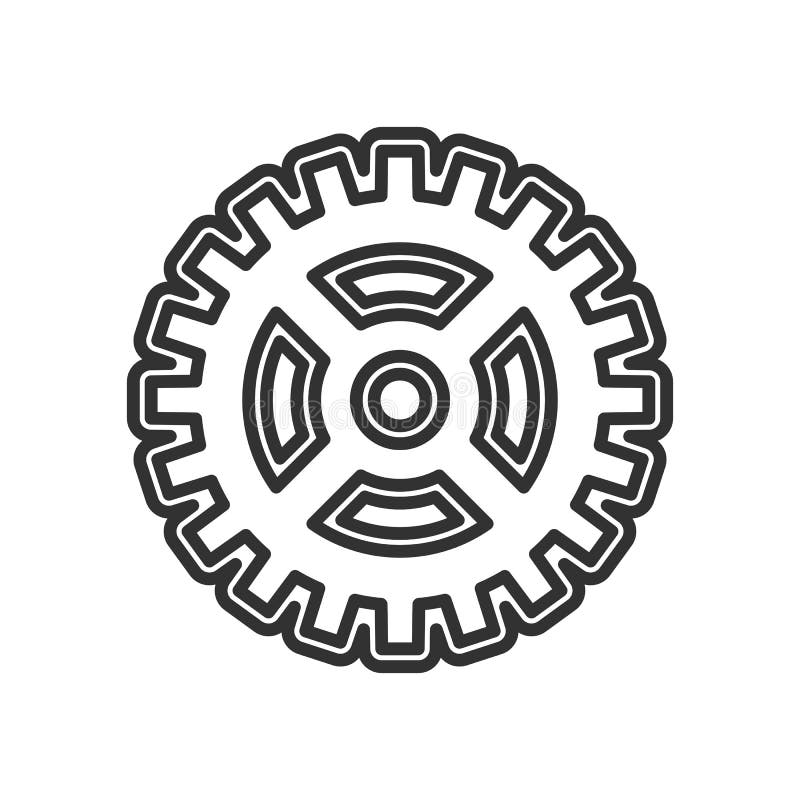 Tool Gear Wheel Outline Flat Icon on White Stock Vector - Illustration ...