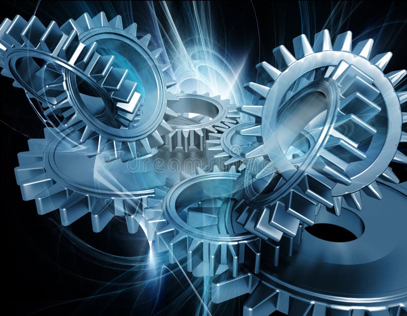 Abstract Mechanical Gears on White. Engineering Co Stock Illustration ...