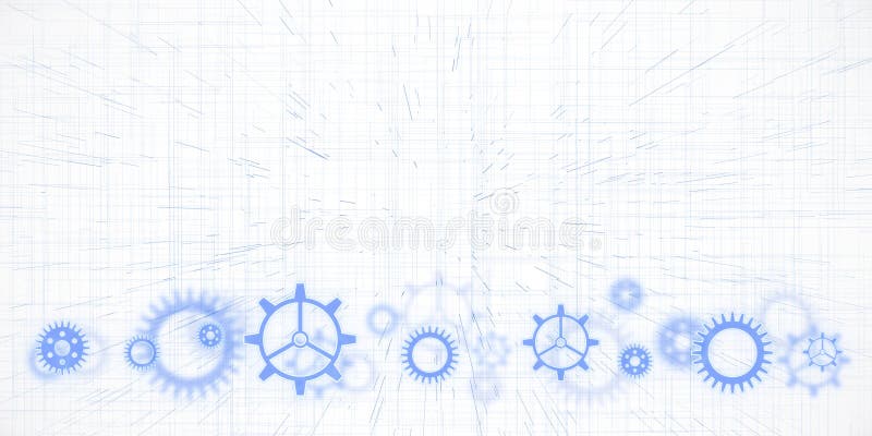 Abstract Gears in Blue on a White Background with Lines. Concept of ...