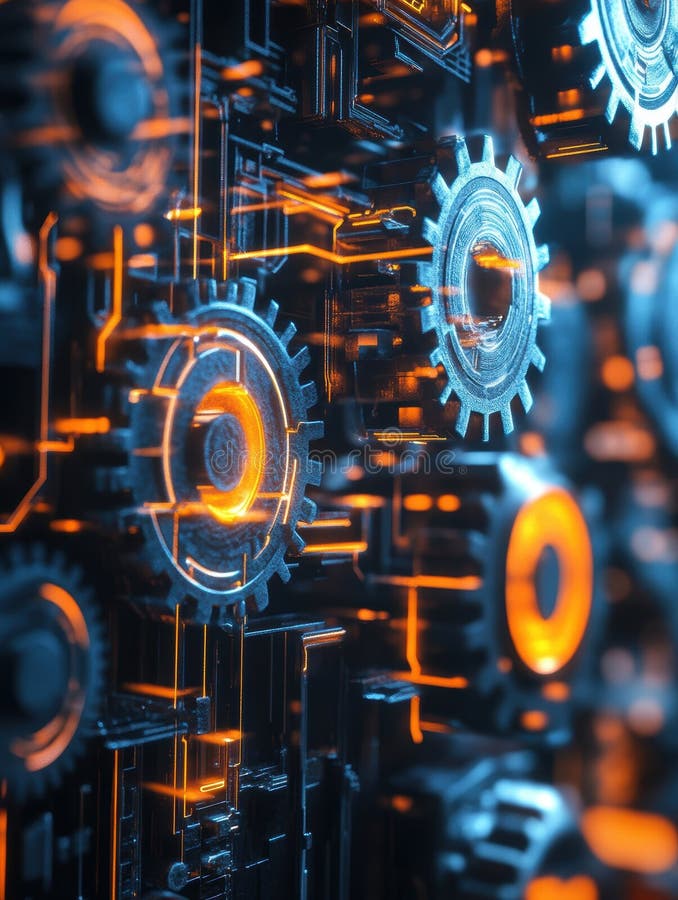 Abstract Gears and Circuitry Stock Illustration - Illustration of gears ...