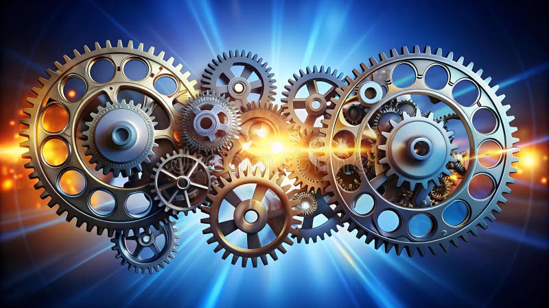 Abstract Gears and Cogs Representing the Interplay of Engineering and ...