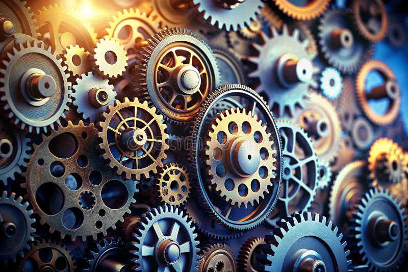 Abstract Gears and Cogs Turning and Rotating Generative by AI Stock ...