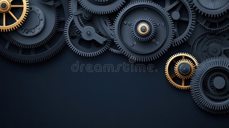 Abstract Gears on a Dark Backdrop Illustrate a Digital Engineering ...