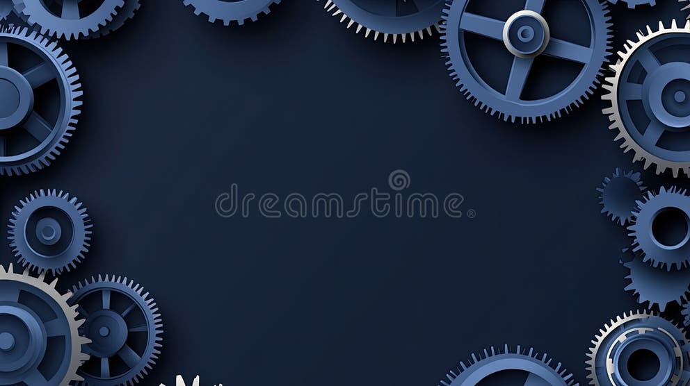Abstract Gears on a Dark Backdrop Illustrate a Digital Engineering ...