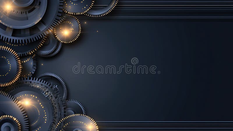Abstract Gears on a Dark Backdrop Illustrate a Digital Engineering ...
