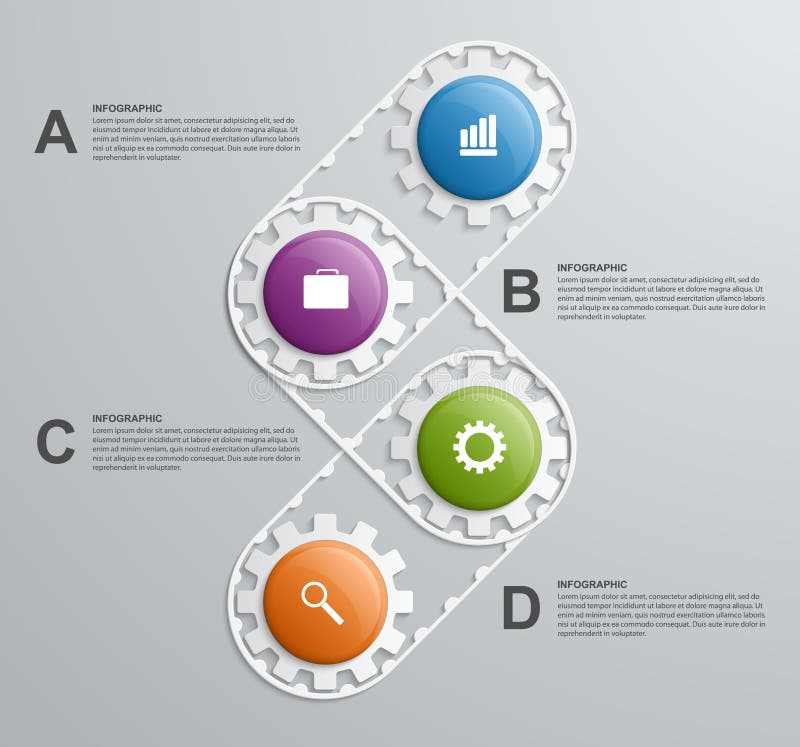 Gears Infographic. Engineering Timeline Concept With 5 Options ...