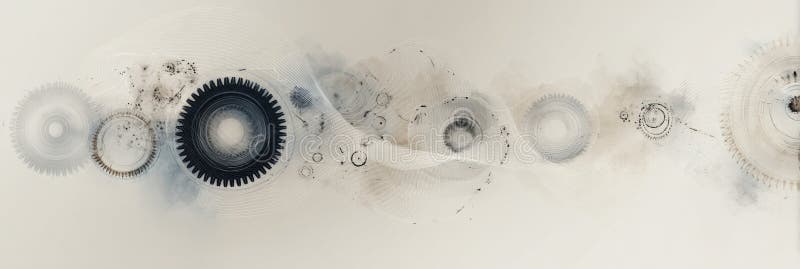 Abstract Gears and Lines Create a Dynamic Visual on a Soft Neutral ...