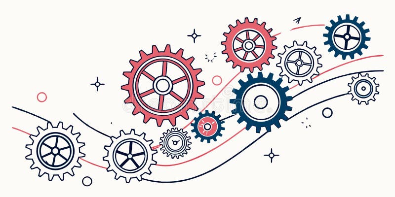 Abstract Gears with Motion Lines, Dynamic System, Vector Design ...