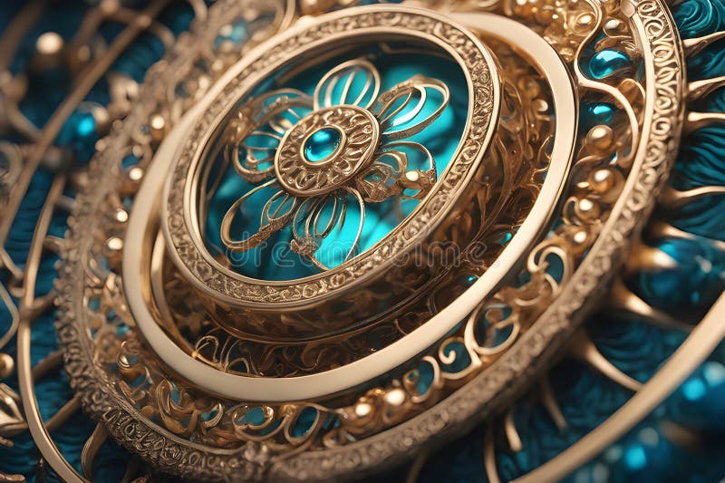 Abstract of Gems Art Pattern. Blue and Gold Tone Stock Vector ...