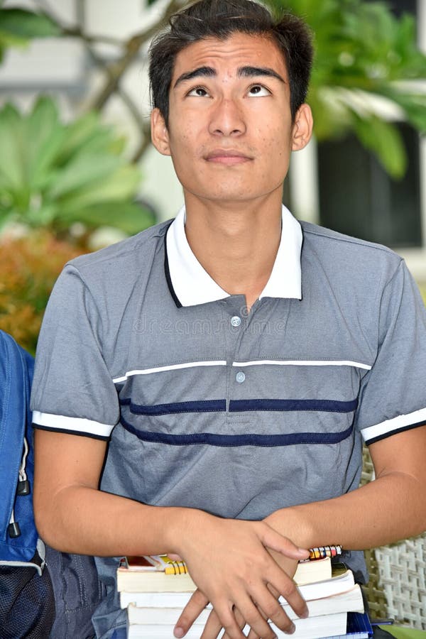 University Asian Male Student and Worry Stock Photo - Image of ...