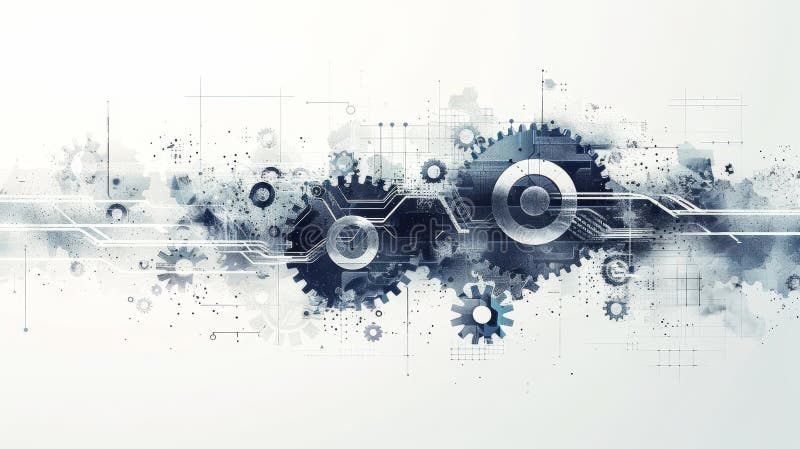 Abstract Generative AI Digital Tech Concept with Gray Gears and ...