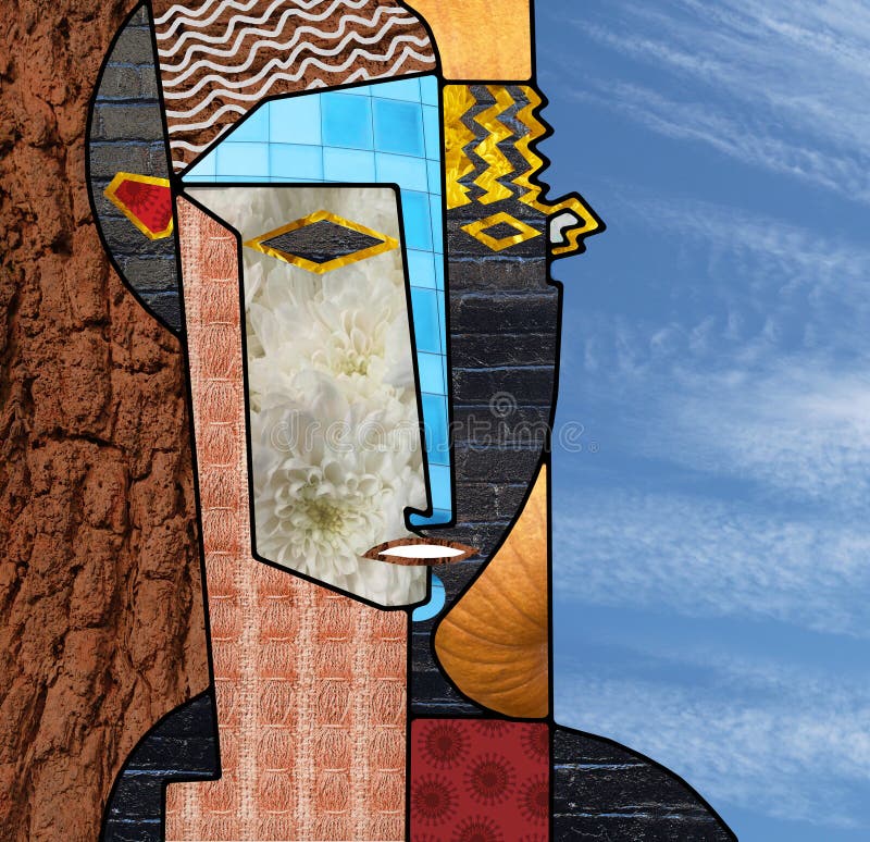 Abstract Generic Face Illustration Out of a Collage of Photos and ...
