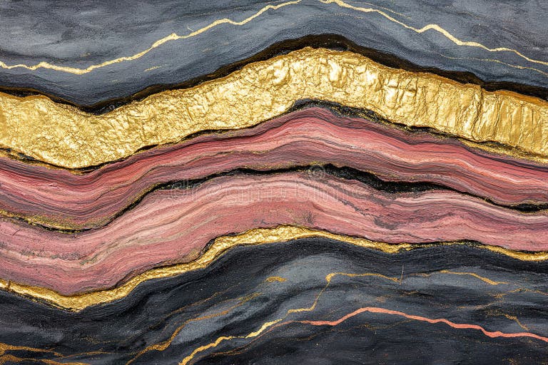 Abstract Geode with Gold and Pink Layers in Natural Marble Texture ...