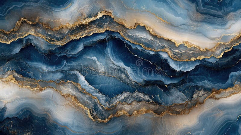 Abstract Geode Pattern with Blue and Gold Layers Stock Image - Image of ...