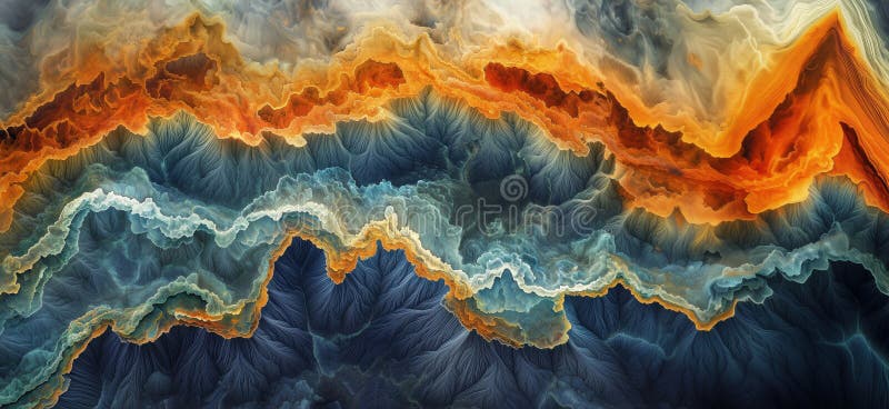 Abstract Geological Landscape with Vibrant Orange, Blue, and White ...