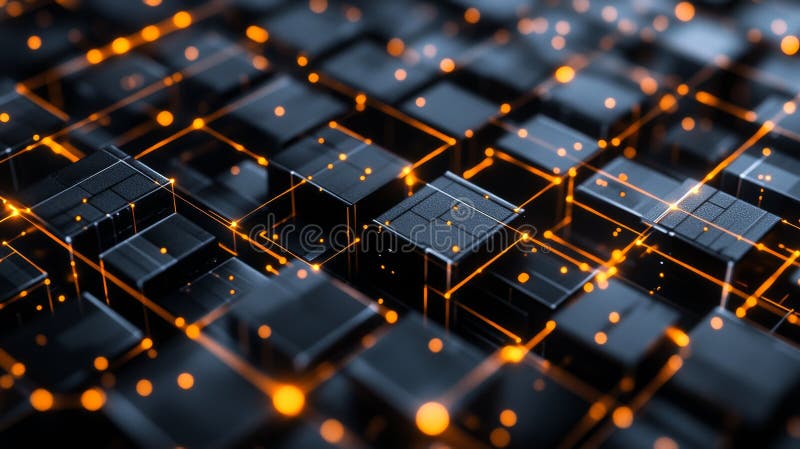 Abstract Geometric AI Visualization with Glowing Nodes Stock Image ...